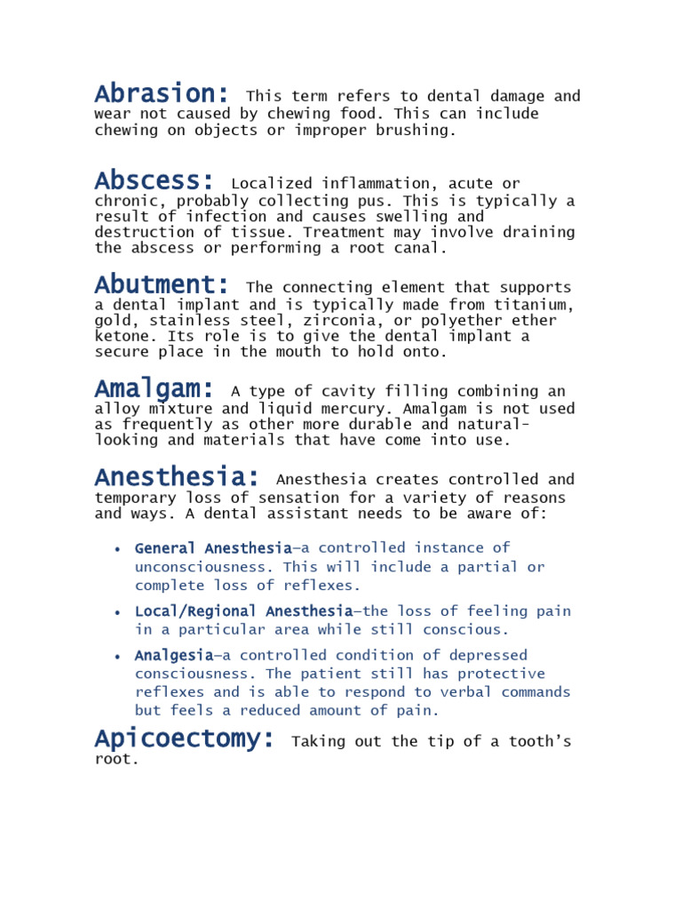 Most Common Dental Terminology | PDF | Dentistry | Tooth