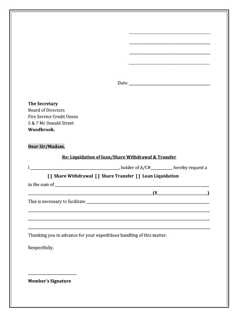 Share Withdrawal Form | PDF