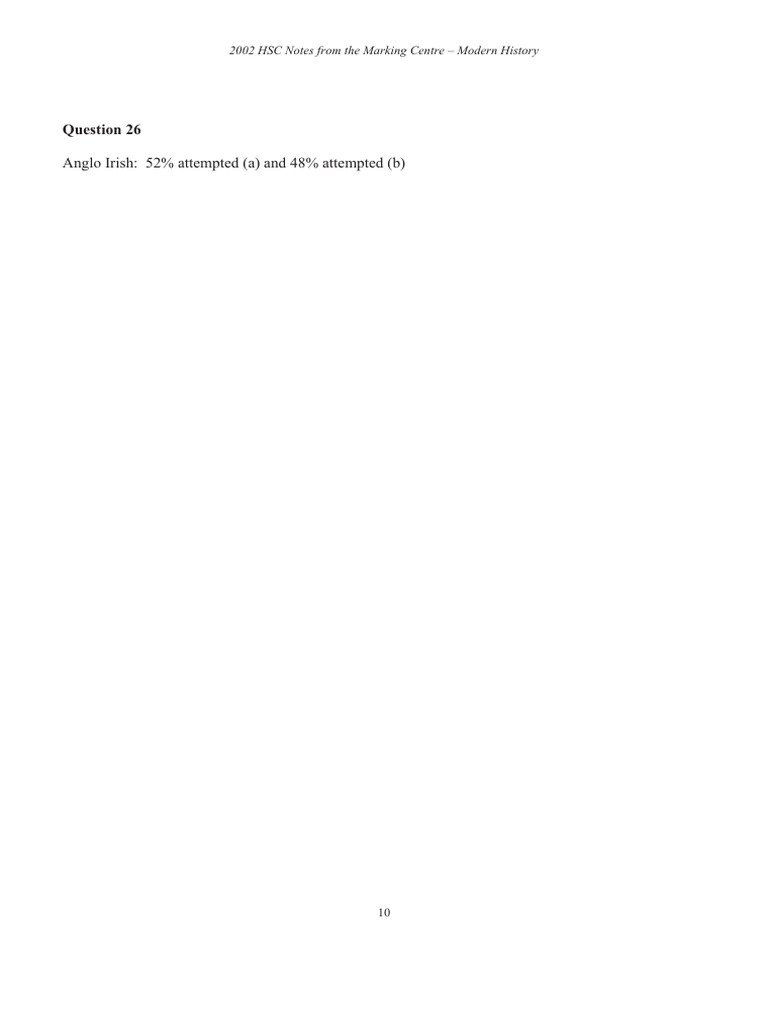 2002 - 2. HSC Modern History (Marking Notes - Feedback) 10 2 | PDF