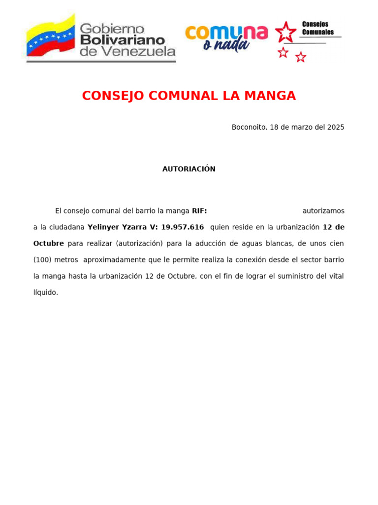Consejo Comunal La Manga | PDF