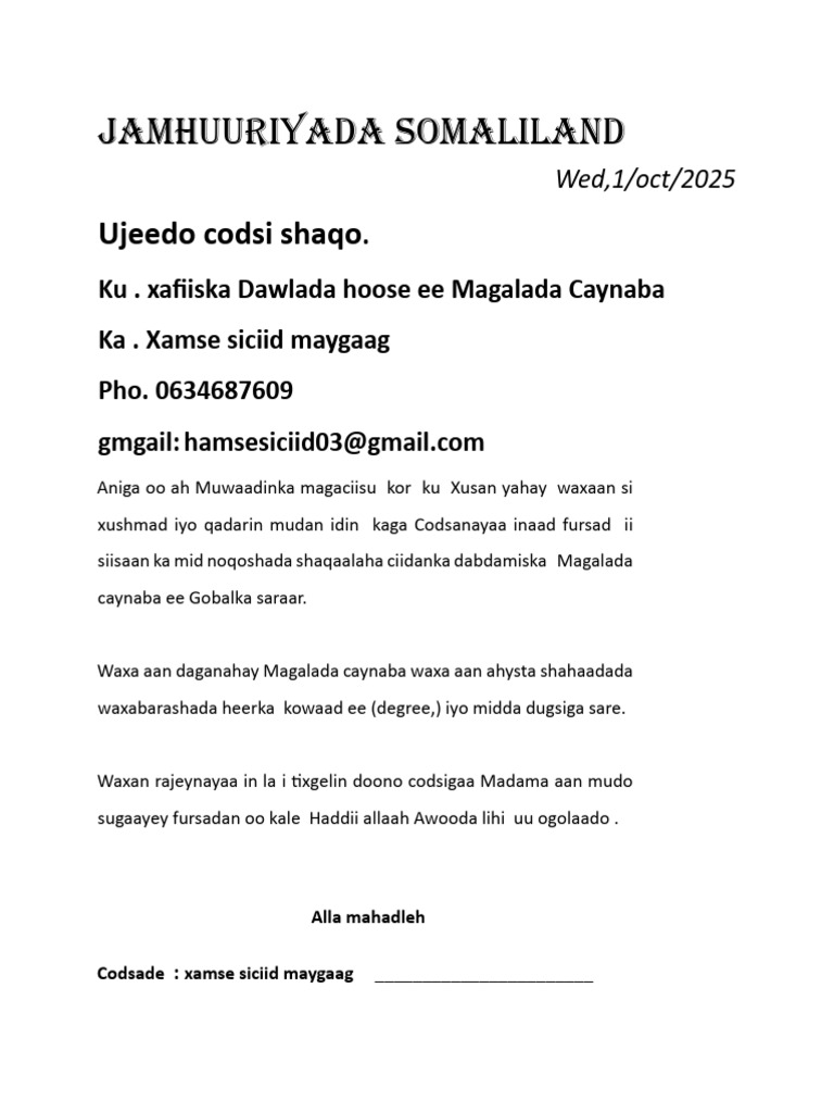 Codsi Shaqo | PDF