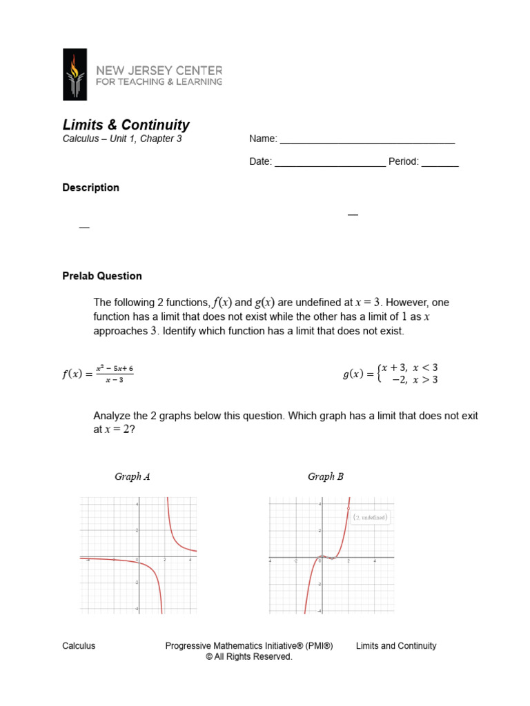 Limits and Continuity Virtual Lab 2024-01-16 | PDF | Function ...