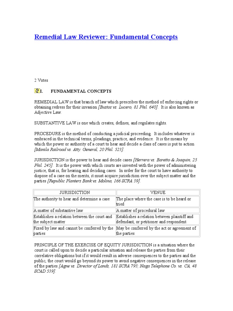 Remedial Law Reviewer | PDF | Virtue | Legal Concepts