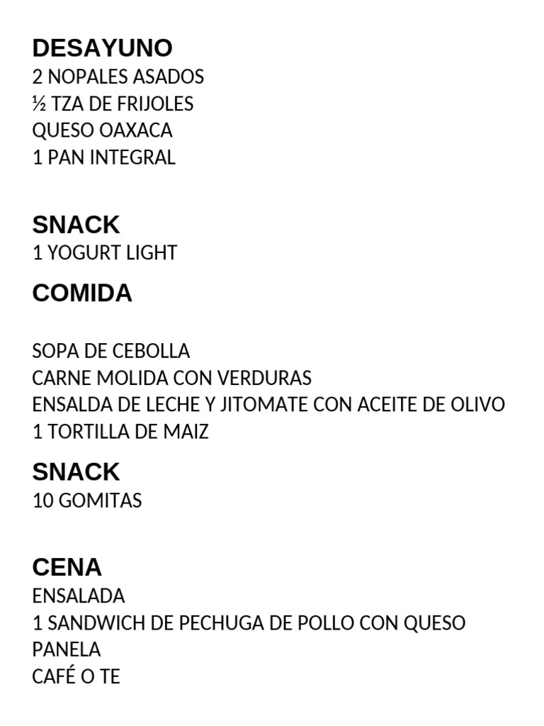 Menú Diario Saludable y Variado | PDF