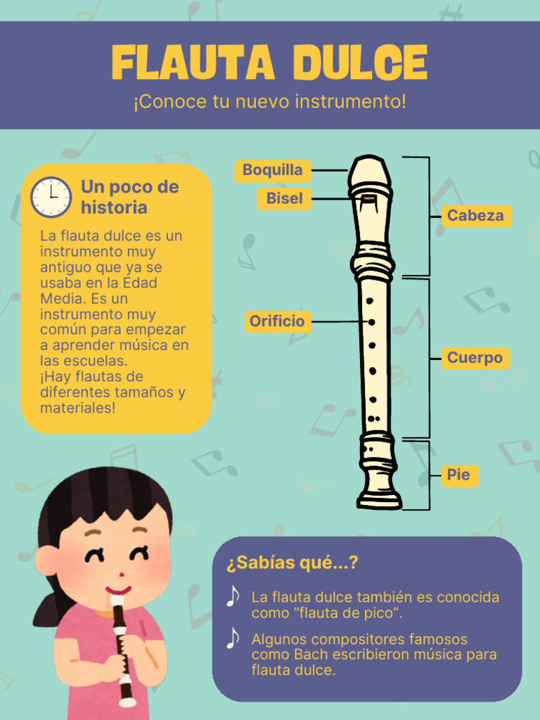 Póster Educativo Flauta Dulce Ilustrado | PDF