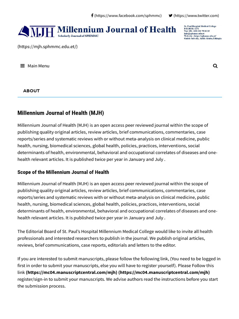 About - Millennium Journal of Health | PDF | Systematic Review | Open ...