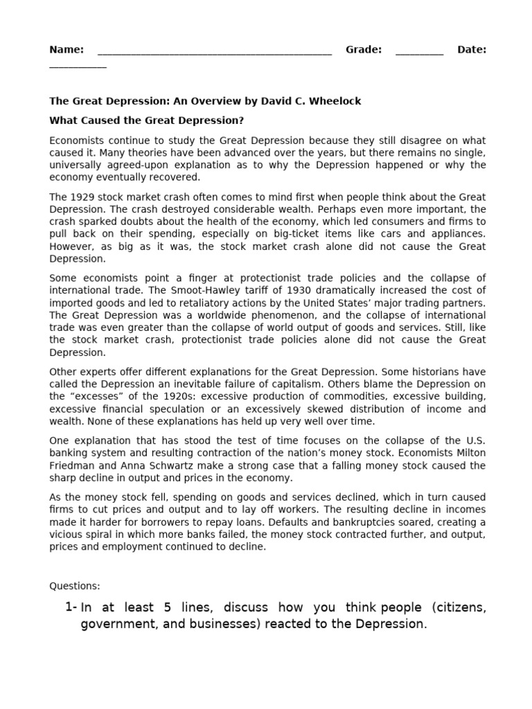 Great Depression Intro - JPG | PDF | Great Depression | Economics