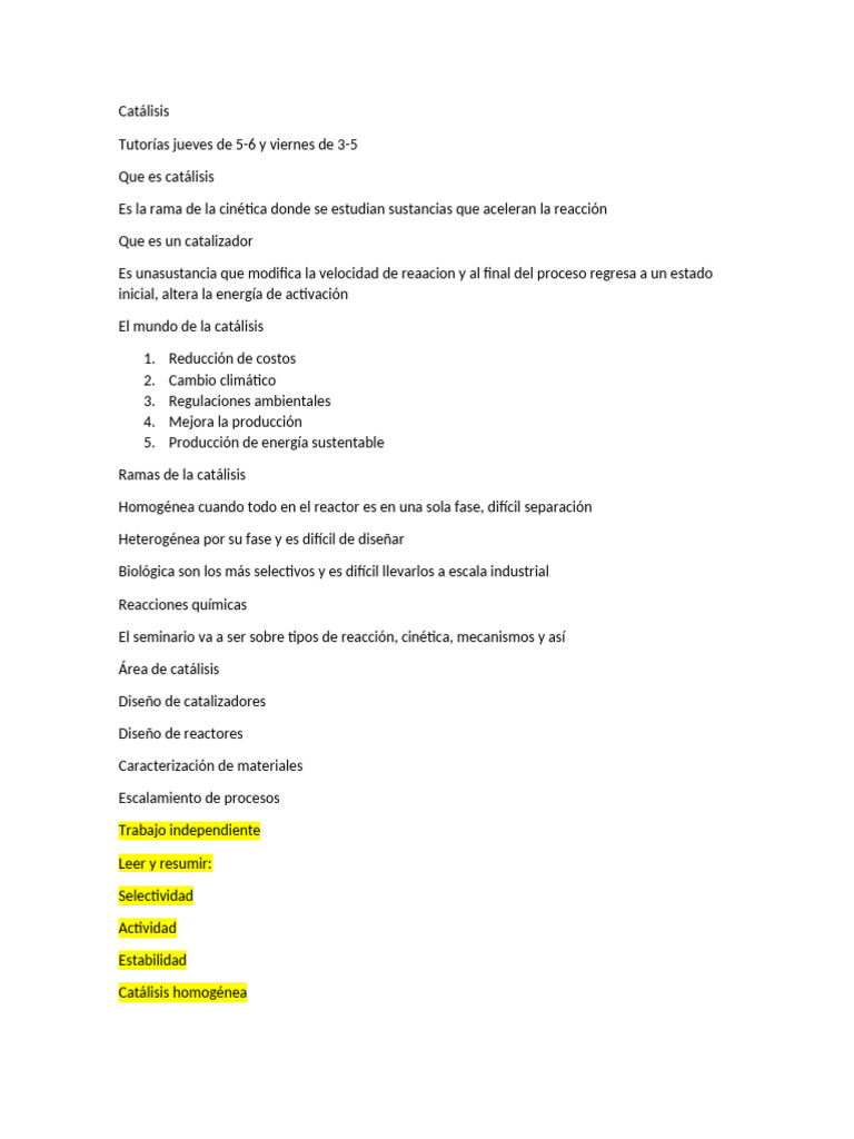 Catálisis Clase 1 | PDF