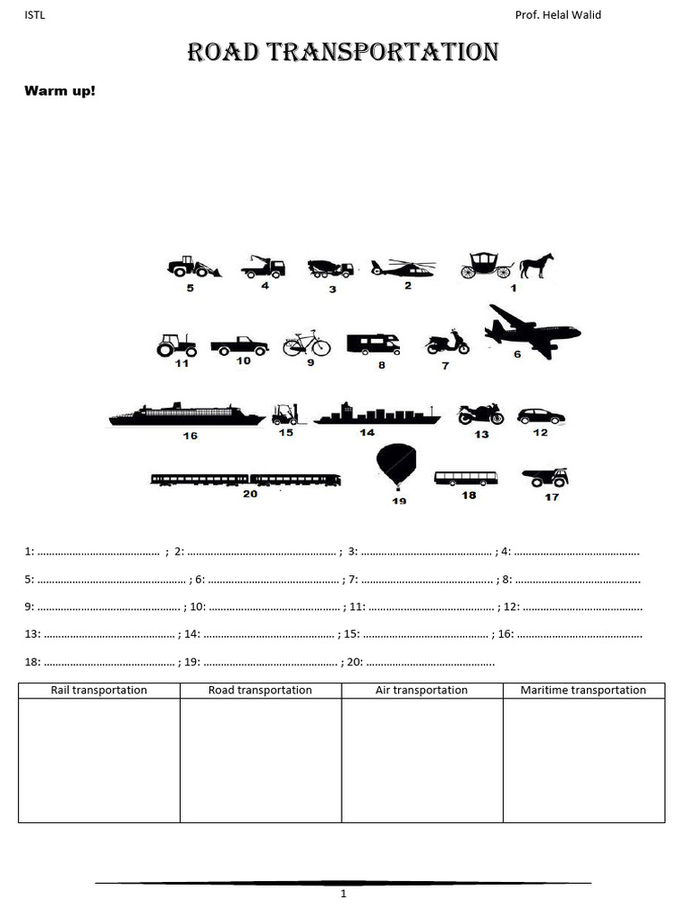 Road Transportation Grade 1 (TIT ST GL) | PDF | Smuggling | Truck