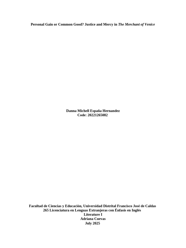Personal Gain or Common Good | PDF | The Merchant Of Venice | Shylock