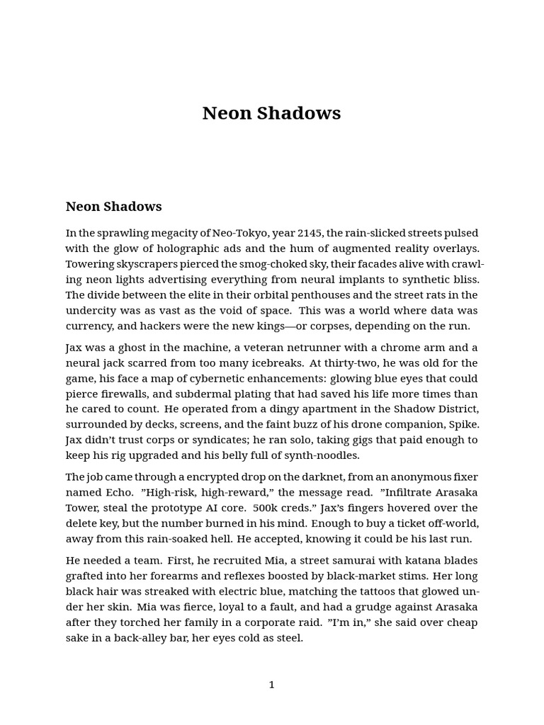 Neon Shadows | PDF