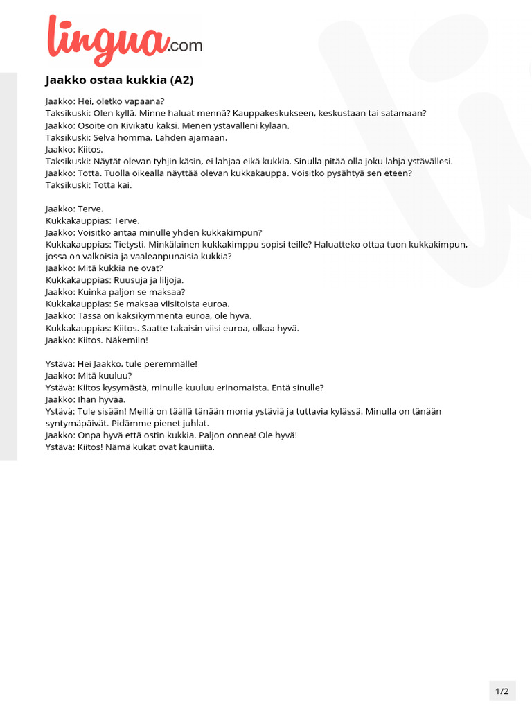 Jaakko Ostaa Kukkia (A2) | PDF