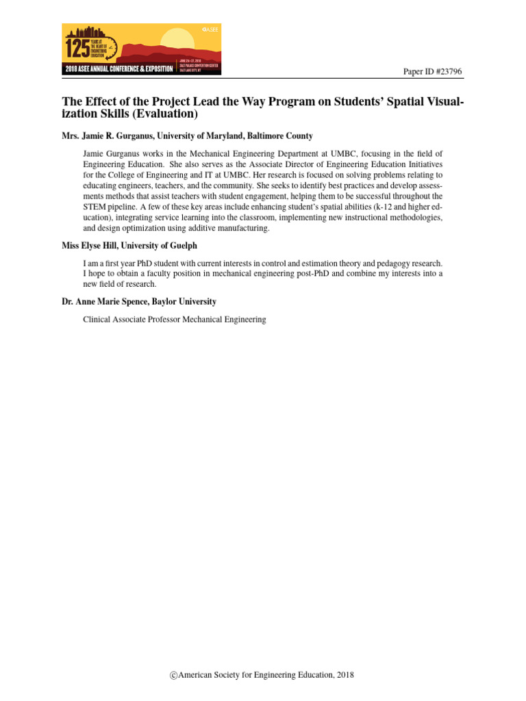 The Effect of The Project Lead The Way Program On Students Spatial ...
