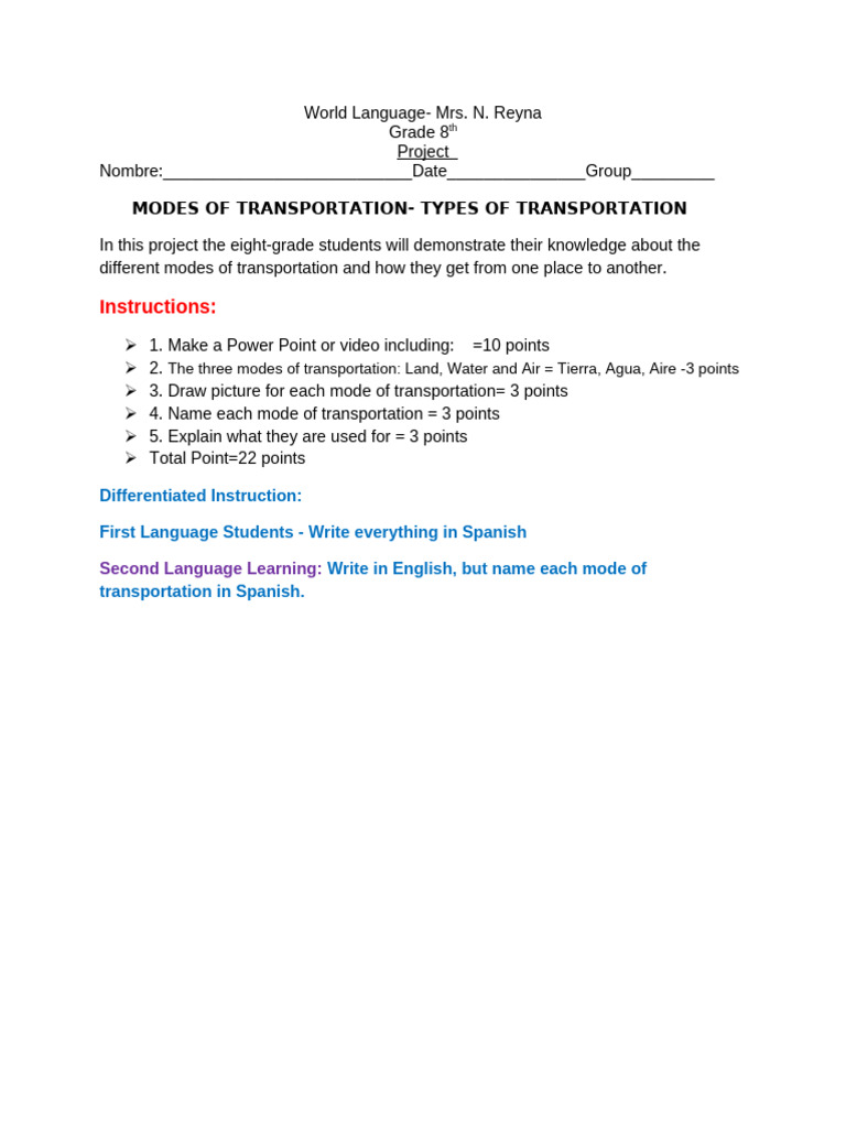 Madeline Cabrera Alcantara - Project About Transportation | PDF