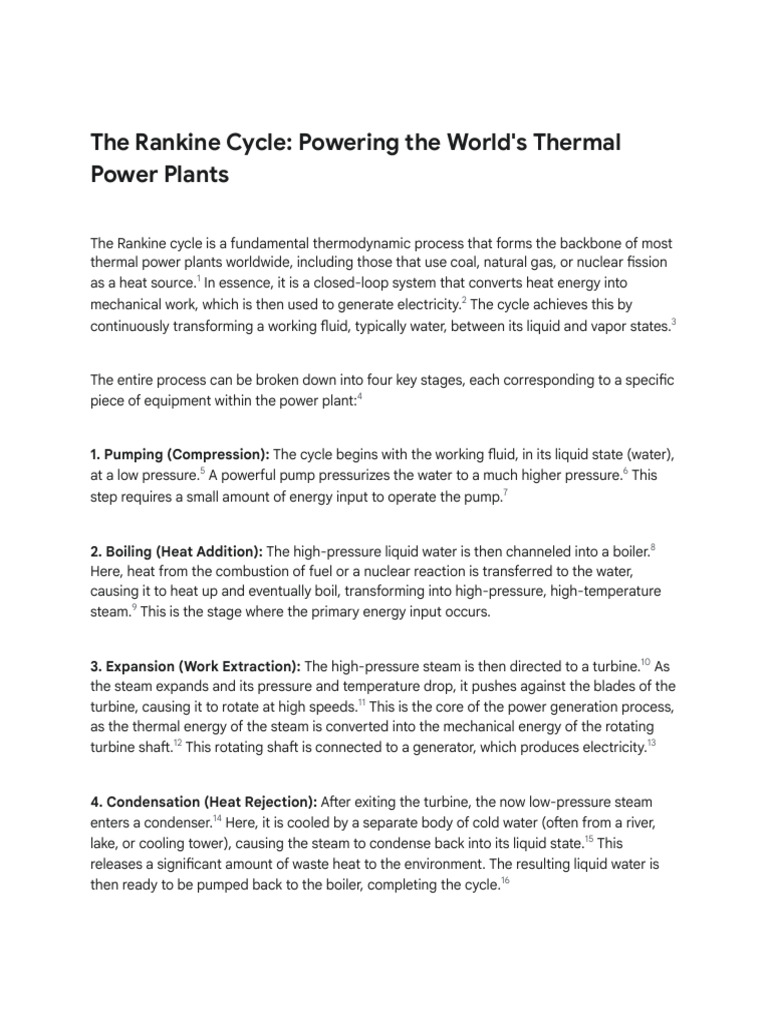 Rankine Cycle in Thermal Power Plants | PDF | Steam | Power Station