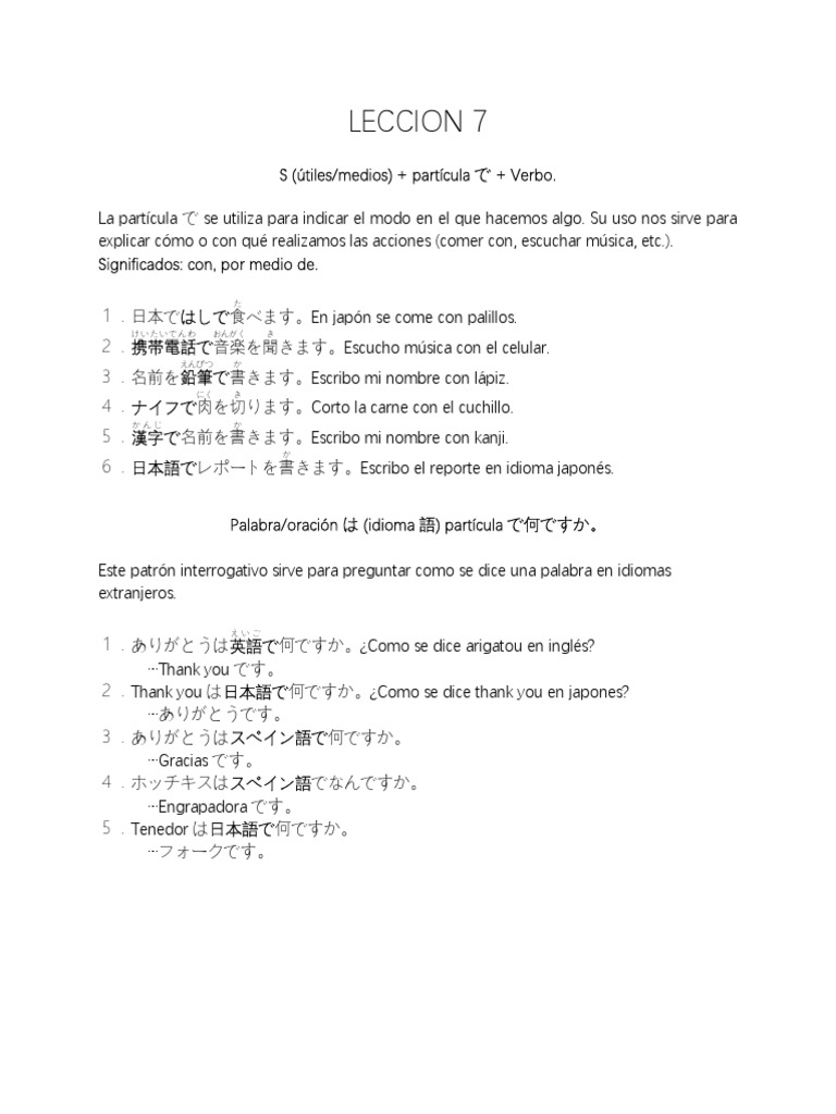 Leccion 7 y 8 Gramatica y Ejemplos | PDF