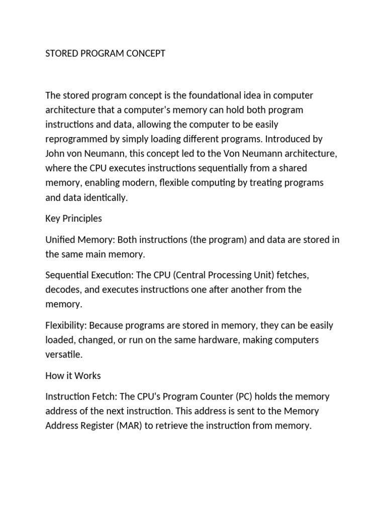 Stored Program Concept | PDF