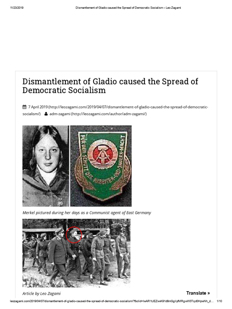 Dismantlement of Gladio Caused the Spread of Democratic Socialism – Leo ...