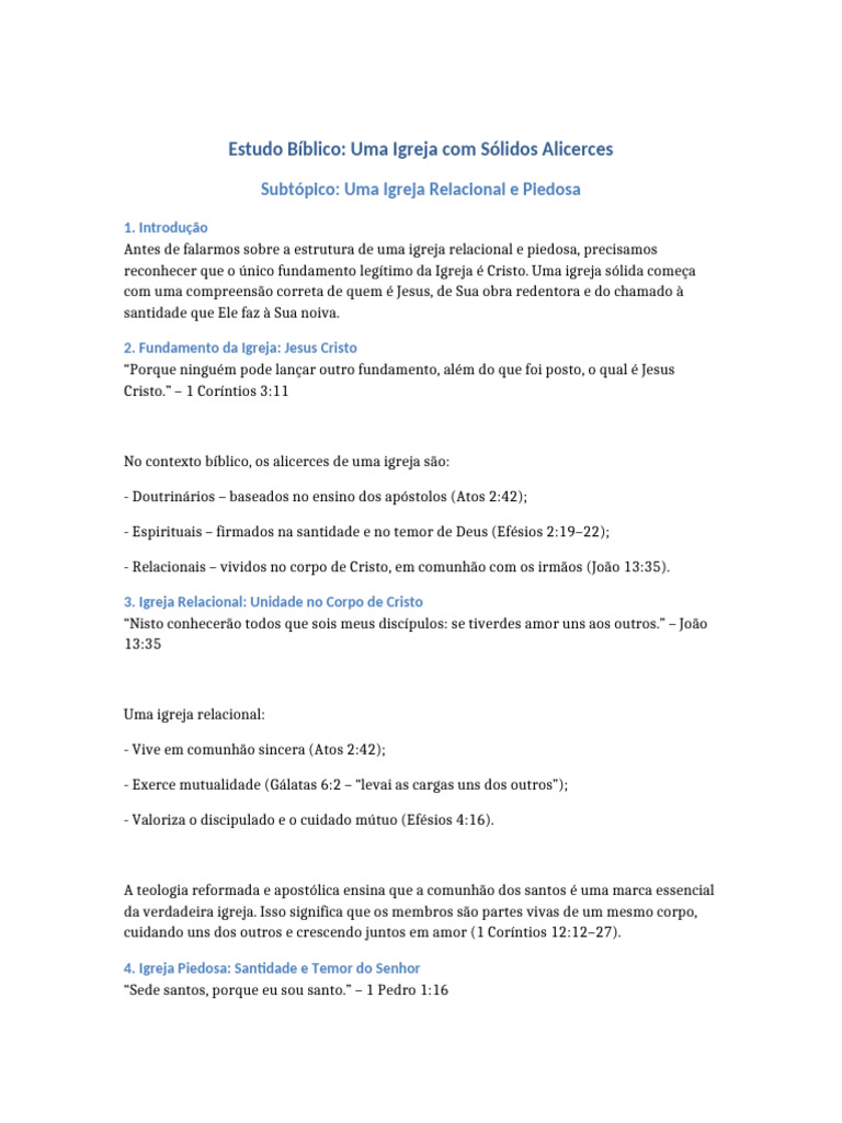 Igreja Relacional e Piedosa em Cristo | PDF | Igreja cristã | Eucaristia