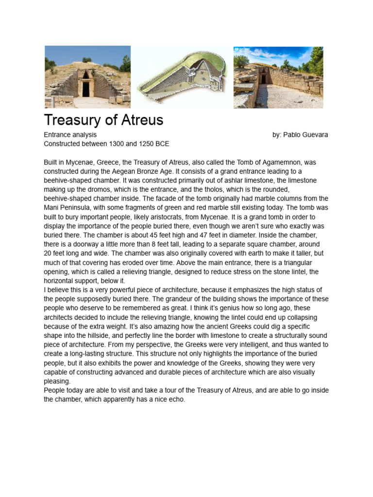 Pablo Guevara - Assignment One - Treasury of Atreus | PDF