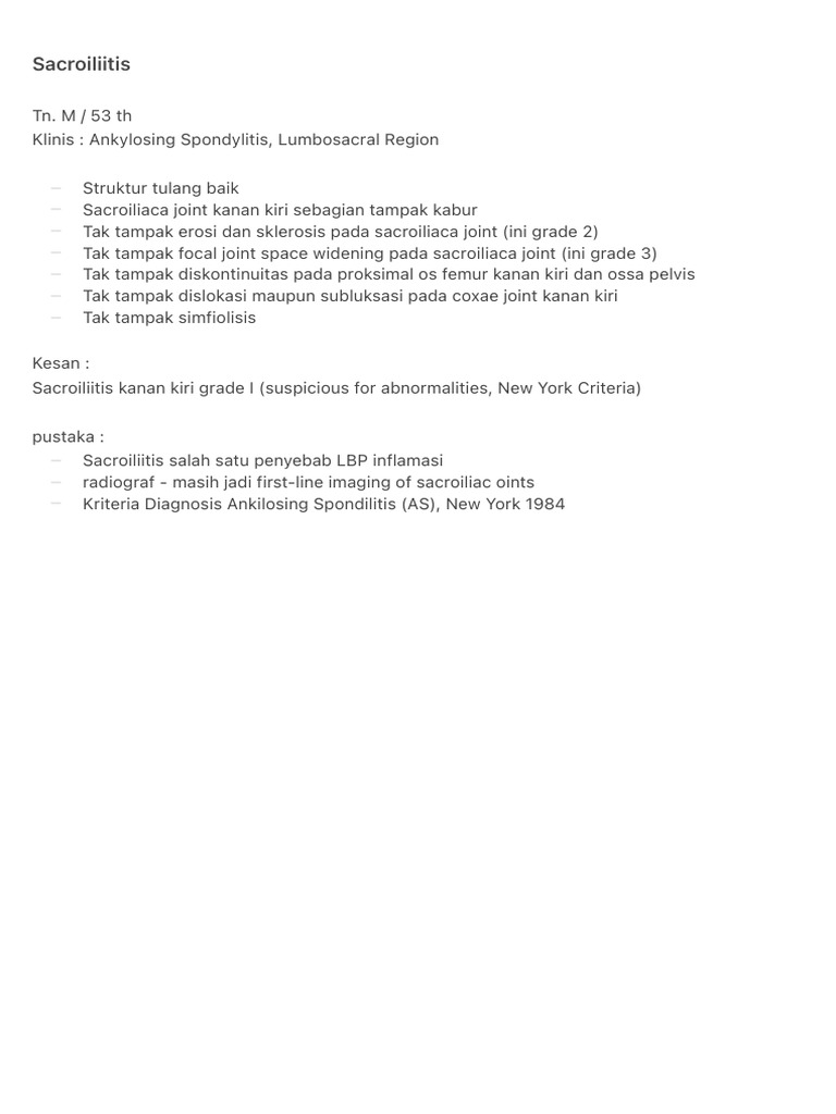 Sacroiliitis Dr. SM | PDF