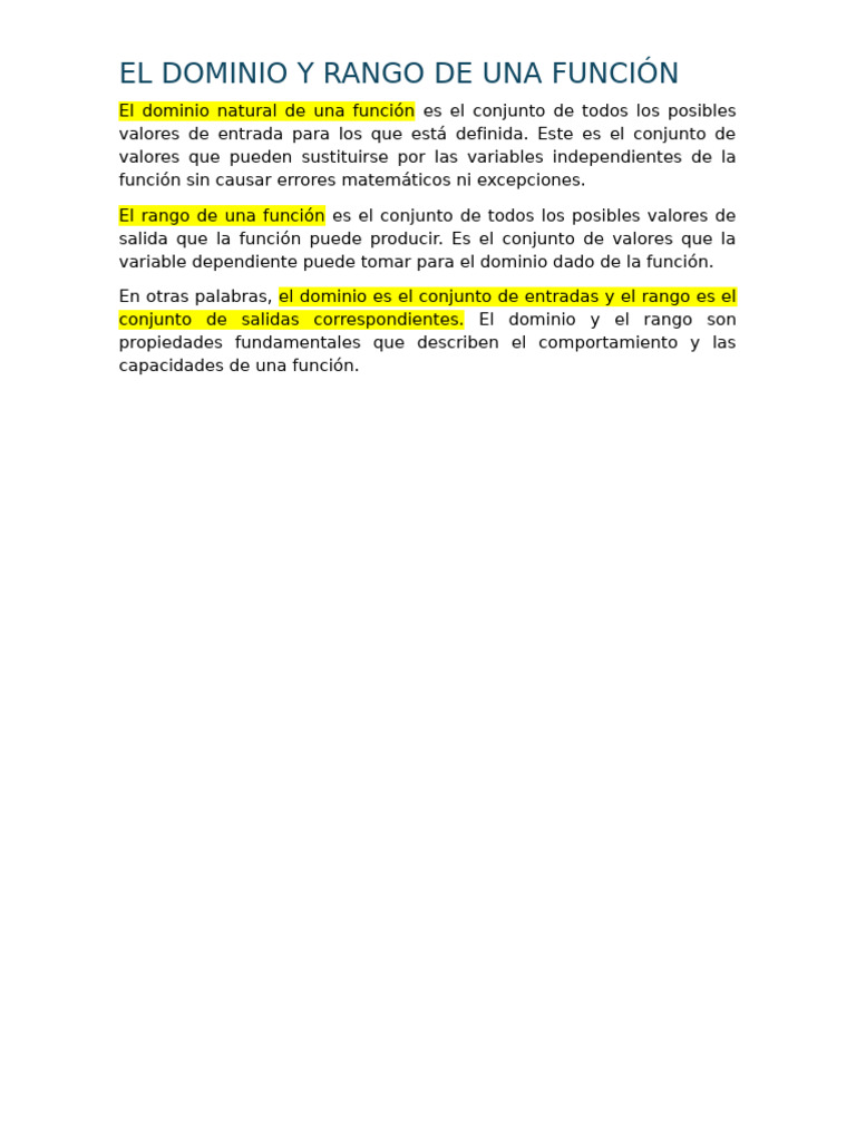 El Dominio y Rango de Una Función | PDF