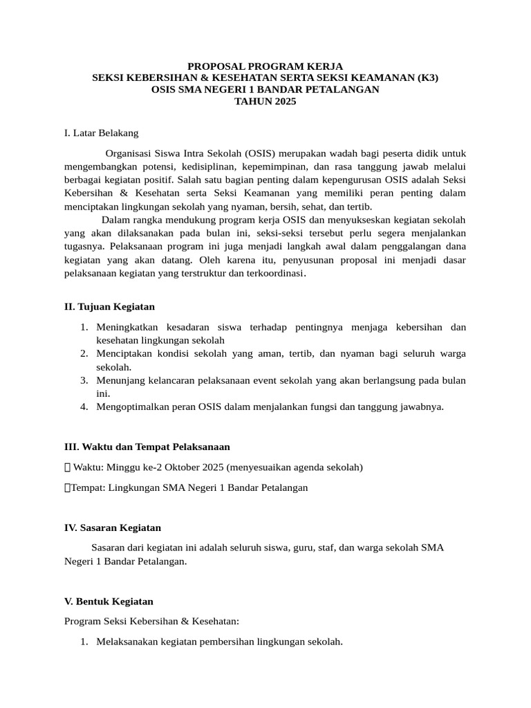 Proposal Kegiatan K3 | PDF