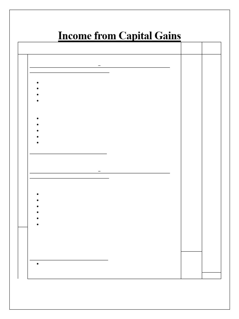 Summary Sheet Capital Gains | PDF | Capital Gain | Capital Gains Tax