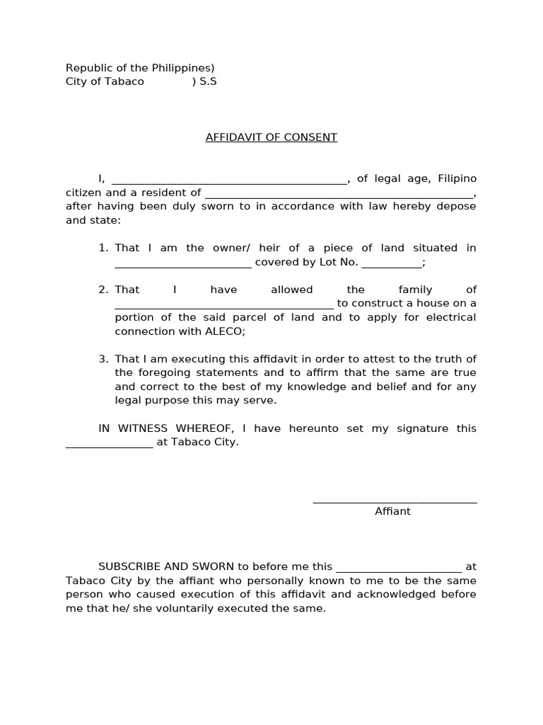 Affidavit of Consent | PDF
