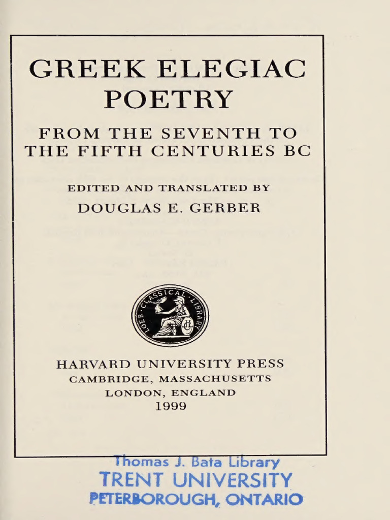 Greek Elegiac Poetry, Loeb | PDF | Ancient Greece | Poetry