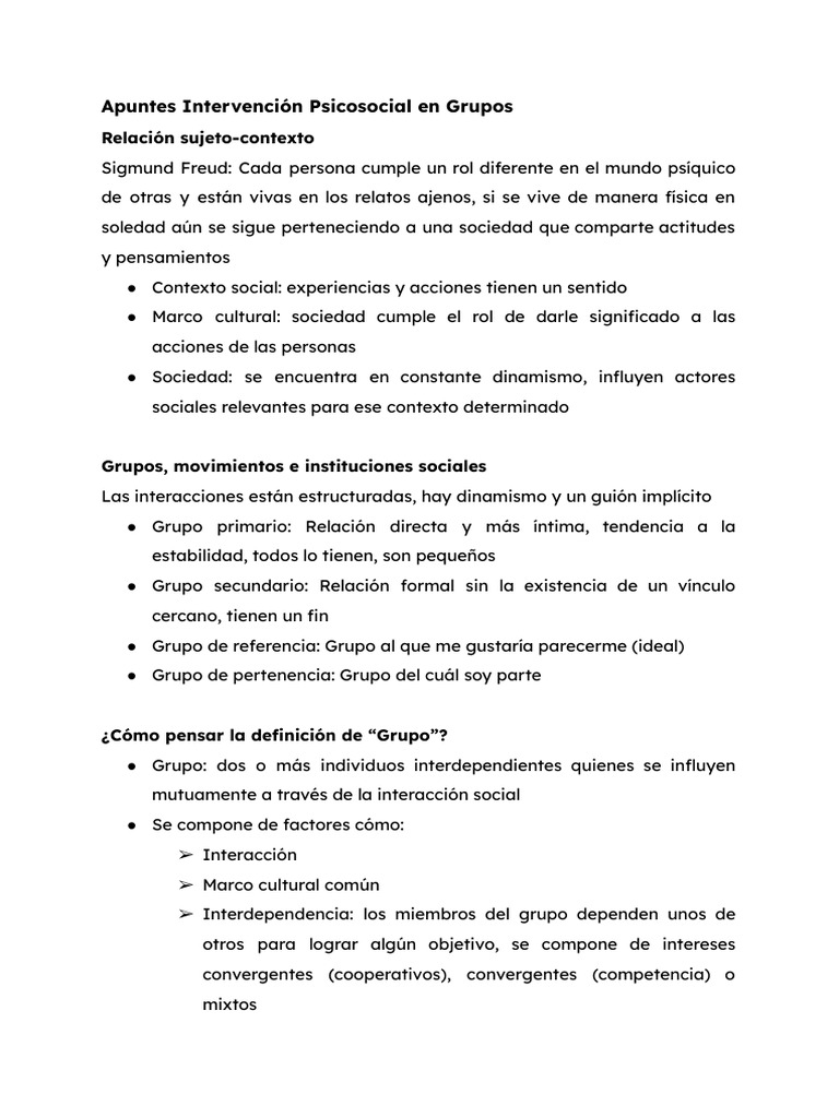 Intervención Psicosocial en Grupos Humanos | PDF | Comportamiento ...