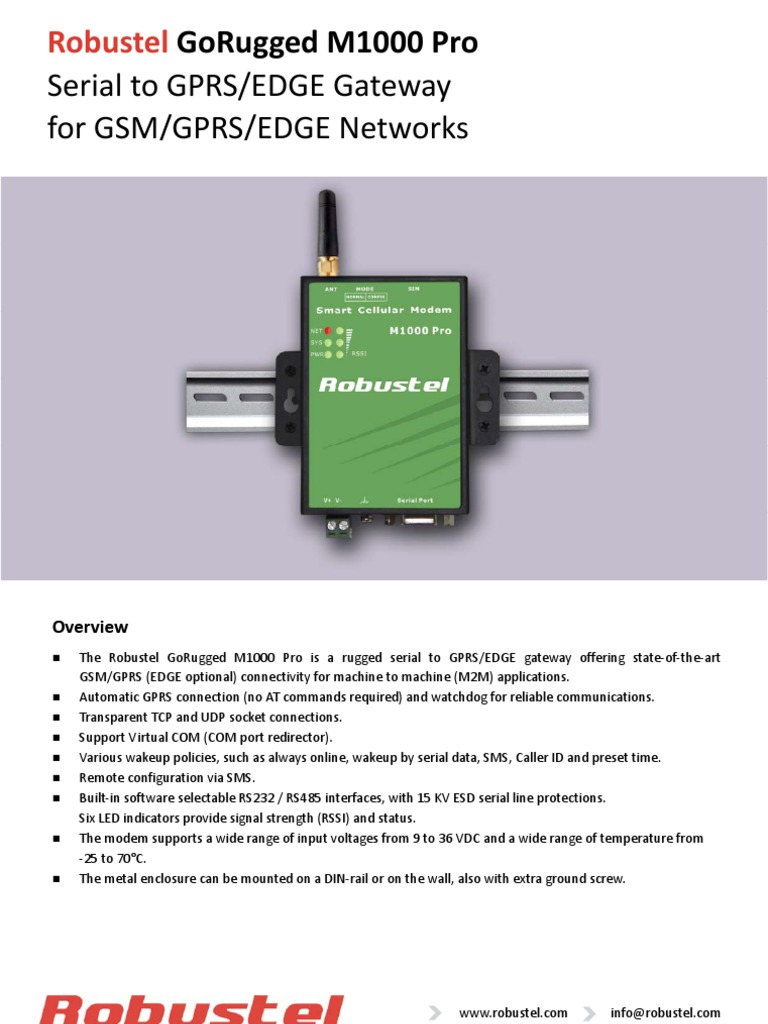 Robustel M1000 PRO GPRS Modem | PDF | General Packet Radio Service ...