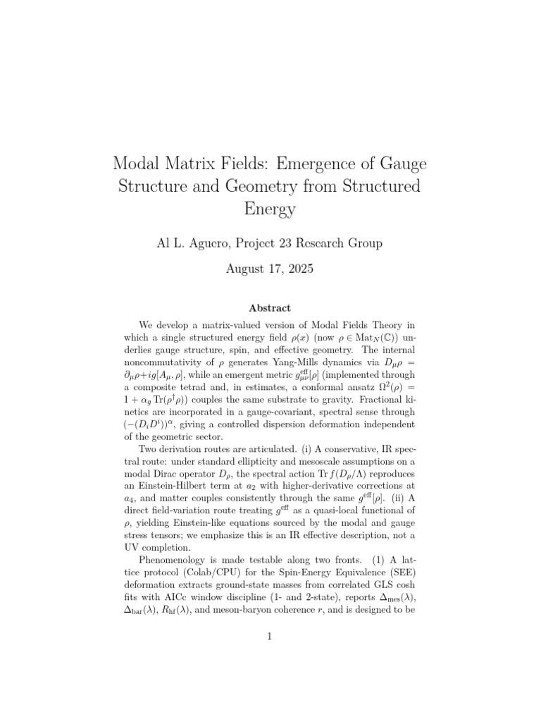 Gauge Structure from Modal Matrix Fields | PDF | Gauge Theory | Higgs Boson