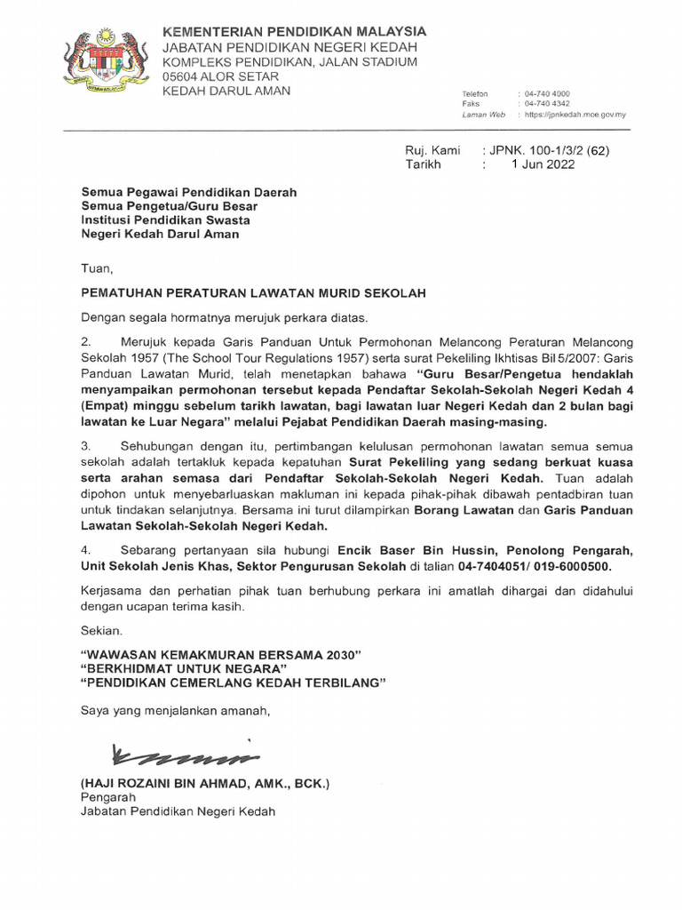 Pematuhan Peraturan Lawatan Murid Sekolah | PDF