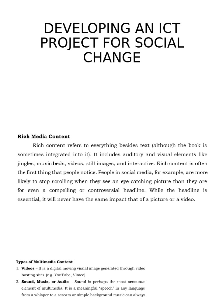 Developing An Ict Project For Social Change | PDF