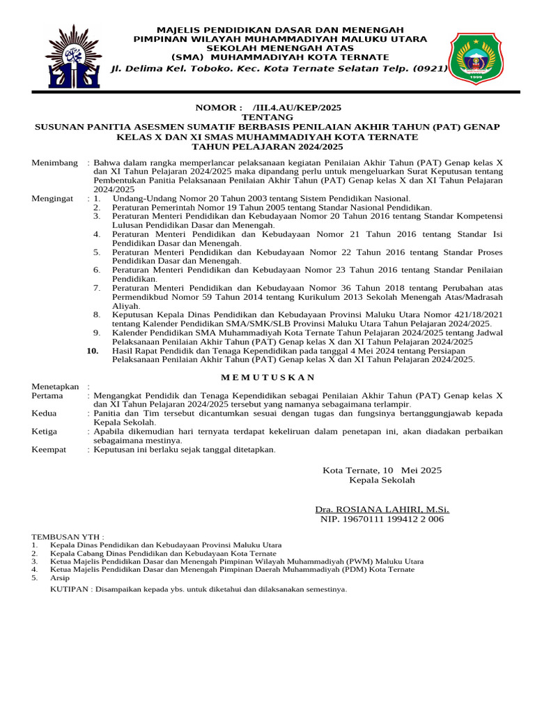 1.) SK Panitia Pat Mei 2025 Fix | PDF