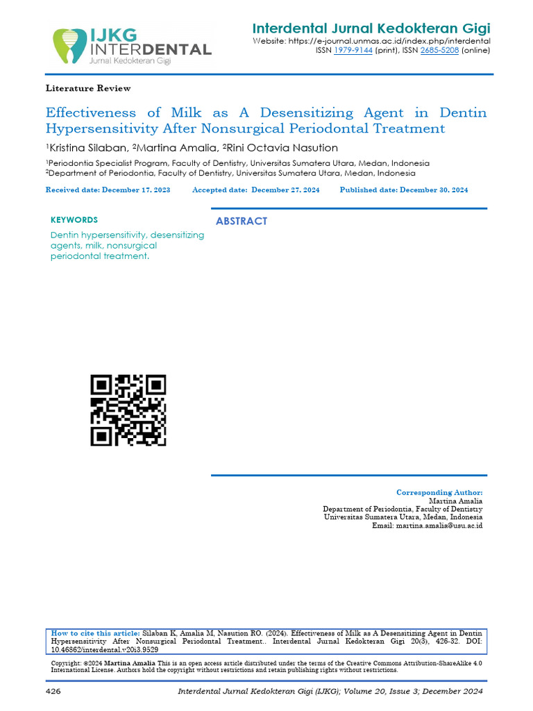 Effectiveness of Milk As A Desensitizing Agent in Dentin ...