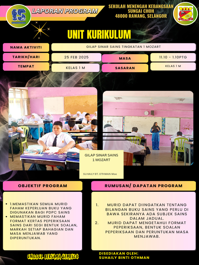 Pelaporan Gilap Sinar Fasa 1 Sains 1m | PDF