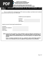 2026 DOST-SEI S&T Undergraduate Application Form G | PDF