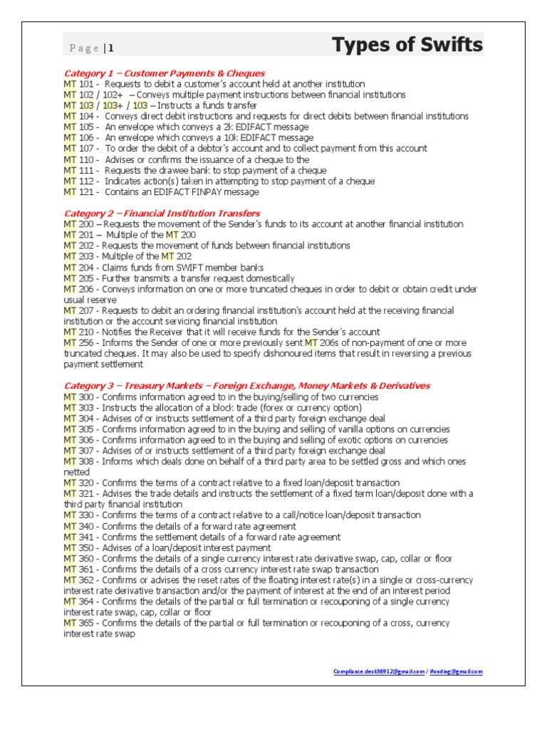 Types of Swifts | PDF | Foreign Exchange Market | Cheque