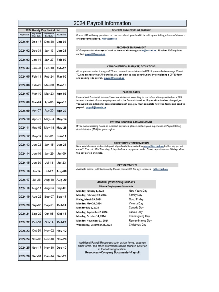 2024 Payroll Schedule and Guidelines | PDF | Payroll | Government Finances