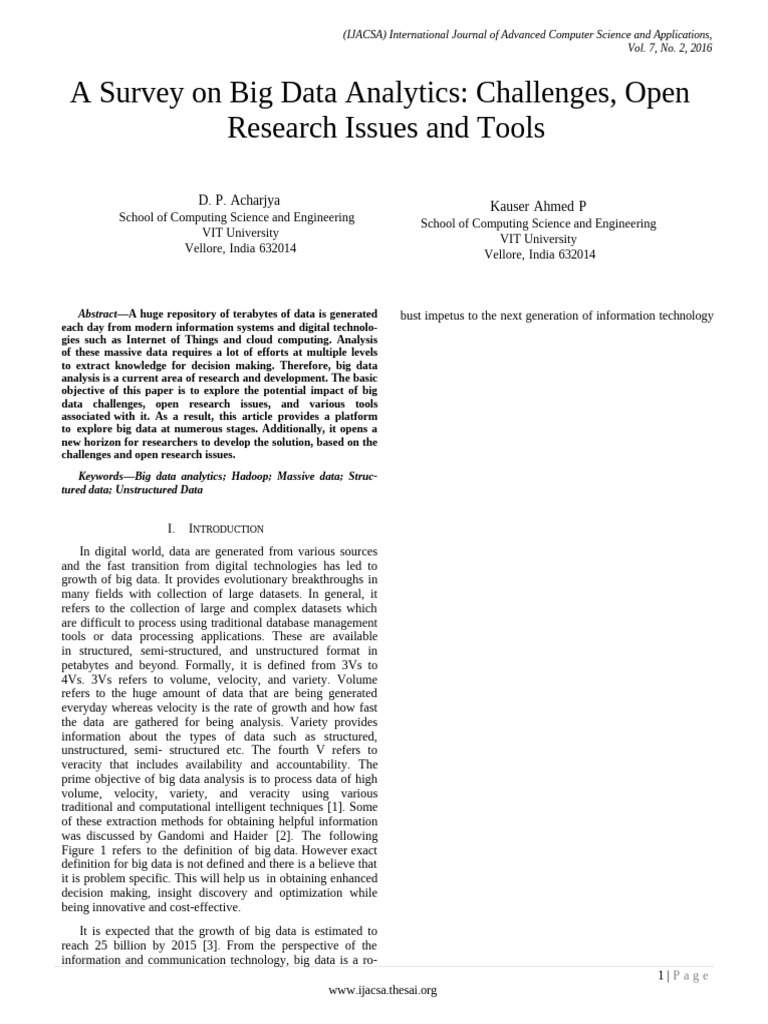 Paper 67-A Survey On Big Data Analytics Challenges | PDF | Apache Spark | Apache Hadoop