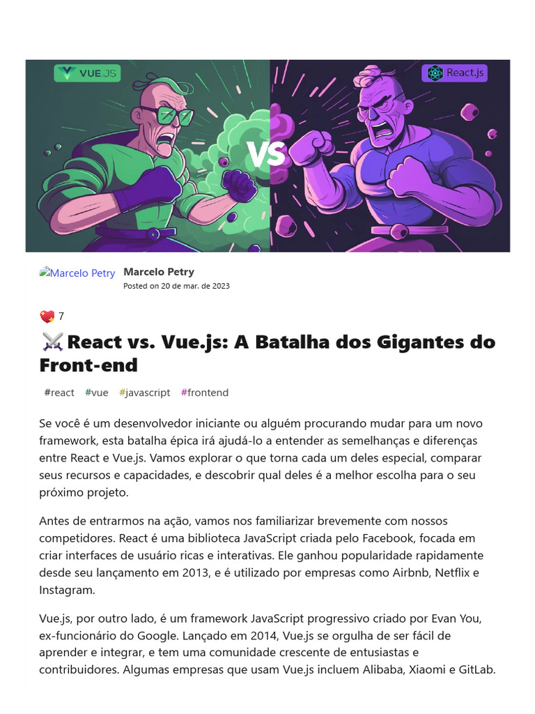 9876react vs. Vue - Js A Batalha Dos Gigantes Do Front-End - DeV ...