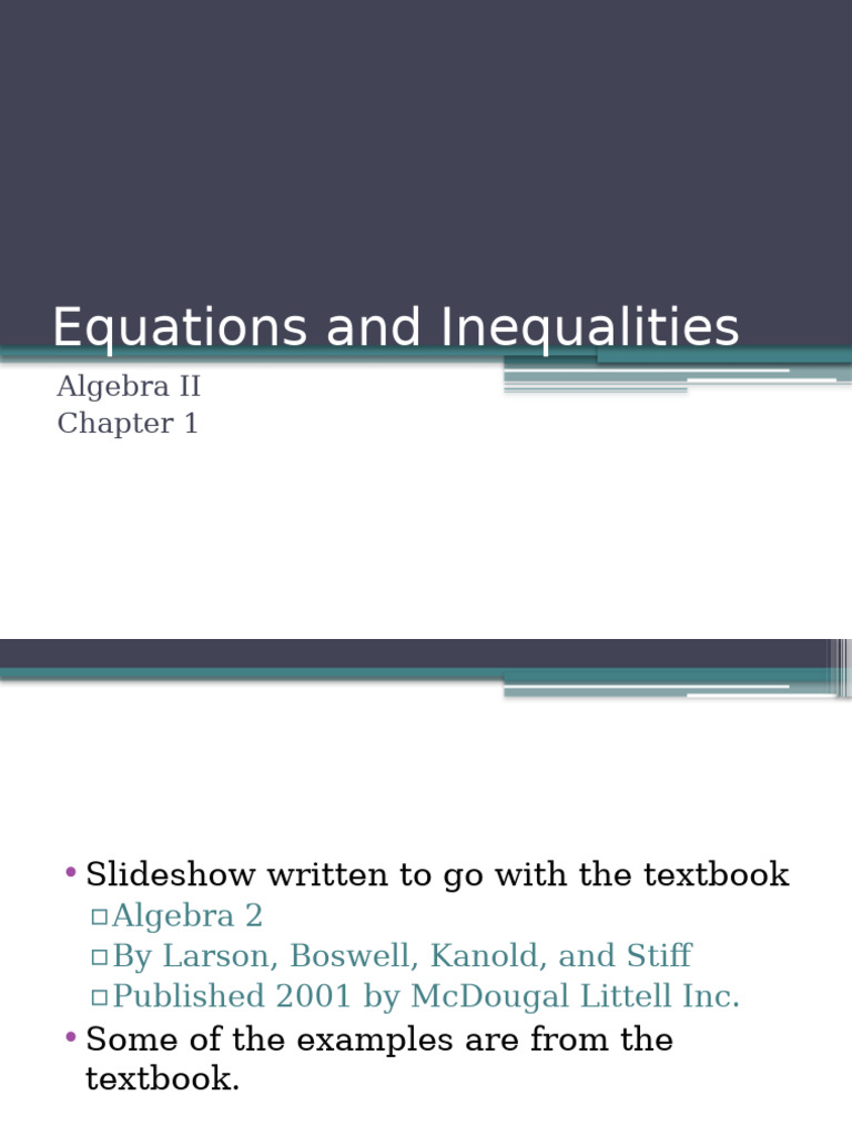 01 Equations and Inequalities | PDF | Numbers | Equations