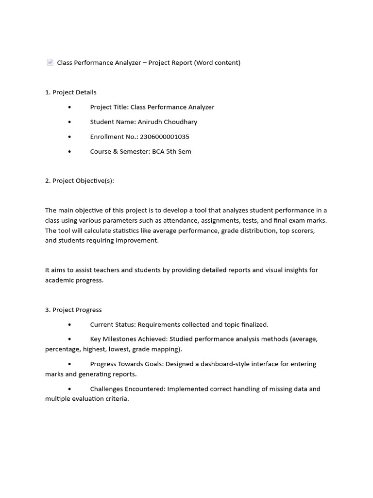 ? Class Performance Analyzer | PDF