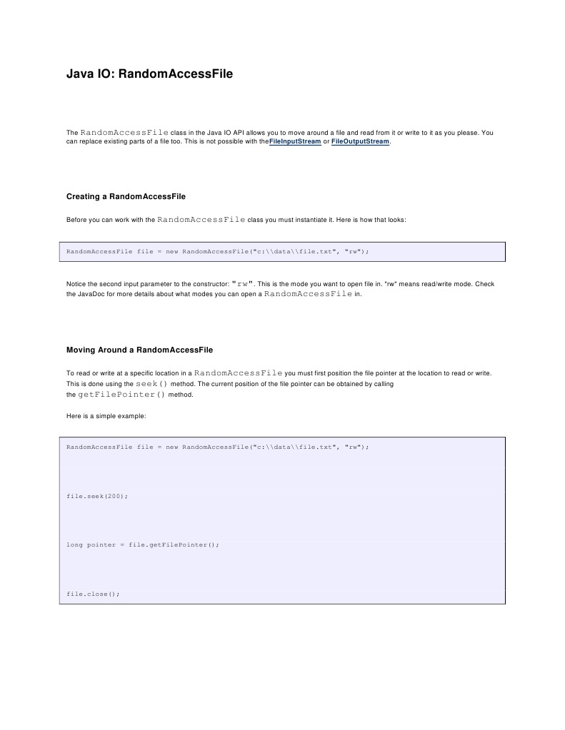 Java Io: Randomaccessfile | PDF | Pointer (Computer Programming) | Java (Programming Language)