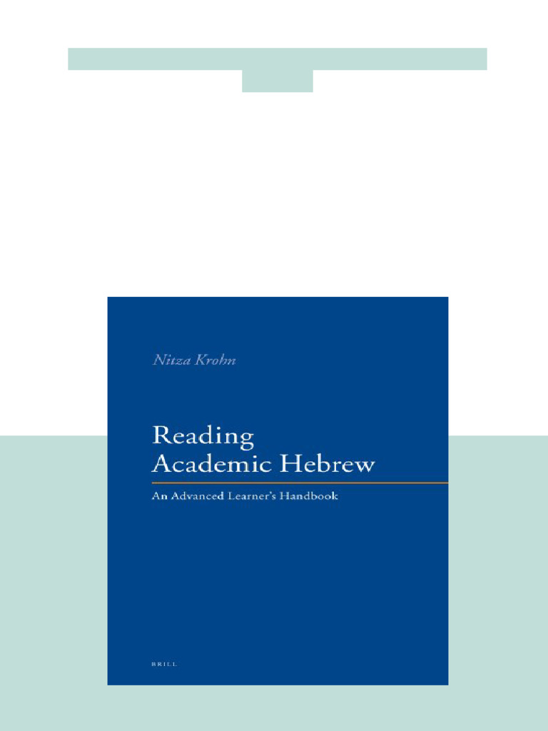 Reading Academic Hebrew Nitza Krohn online version | PDF | Adjective | Verb