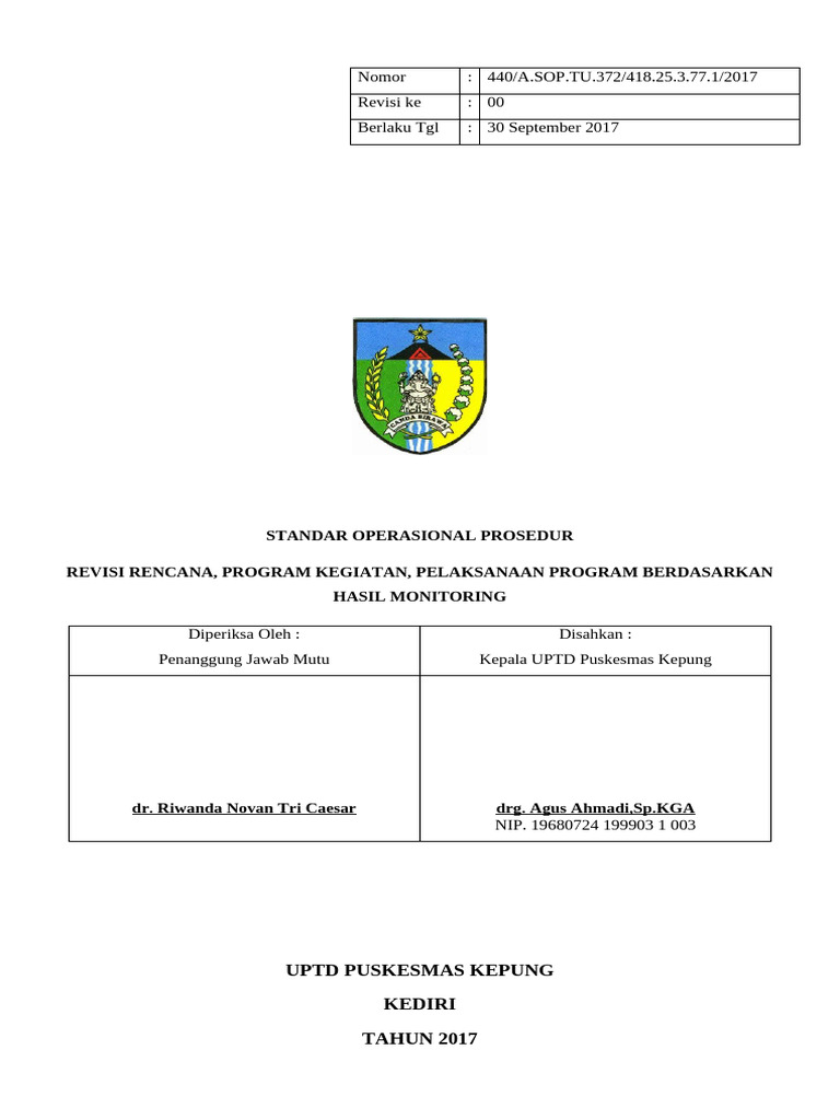 SOP Revisi Program Puskesmas 2017 | PDF