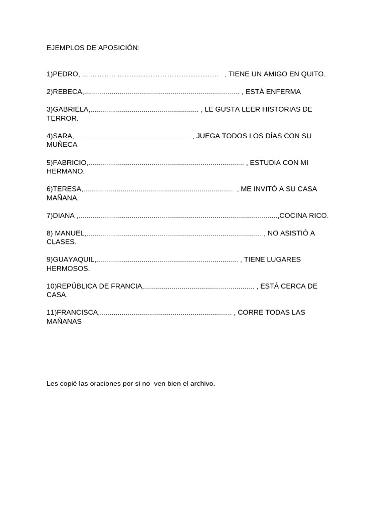 Ejemplos de Aposición en Oraciones | PDF