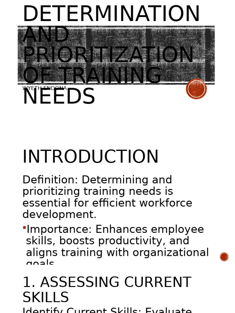 Determination and Prioritization of Training Needs | PDF